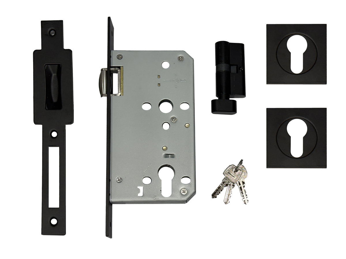 Matt Black Roller Mortice Lock with Square Escutcheon – ZMTONLINE